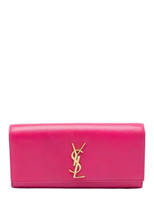 Saint Laurent 2014 Grain De Poudre Monogram Cassandre Clutch - Pink