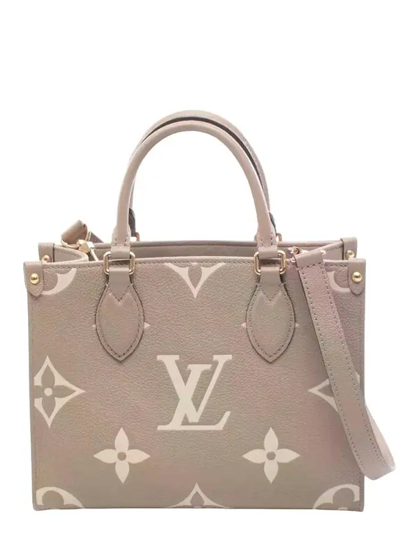 LOUIS VUITTON 2021-2026 Bicolor Monogram Empreinte Giant Onthego Pm Satchel - Brown