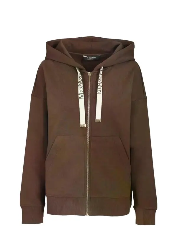 Max Mara Logo-jacquard Zip Hoodie - Brown