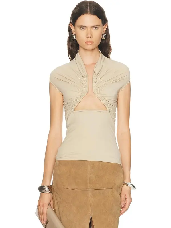 Rick Owens Jersey Short Sleeve Prong Top - Sand