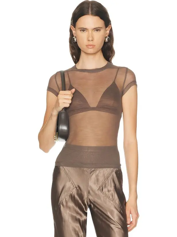 Rick Owens Cropped Level Tee - Dust