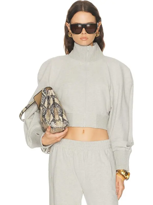 Norma Kamali Oversized Turtle Bomber Jacket - Light Heather Grey