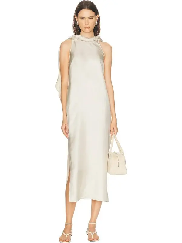 Loulou De Saison Susan Twisted Collar Dress - Ivory