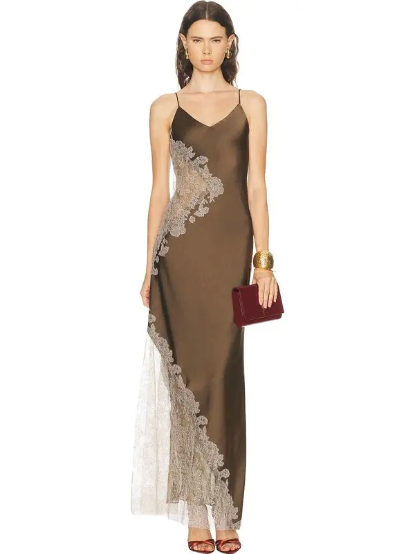 Alejandra Alonso Rojas Amal Lace Gown - Dark Green
