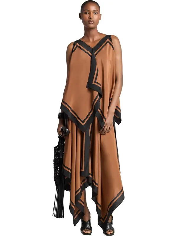 Michael Kors Silk Crepe De Chine Scarf Top - Brown