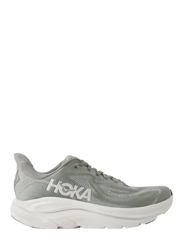 HOKA Clifton 10 Rubber-trimmed Jacquard Running Sneakers - Gray