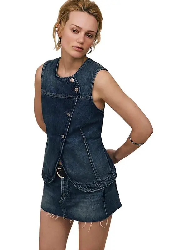 Free People We The Free Maris Denim Vest - Wall Flower
