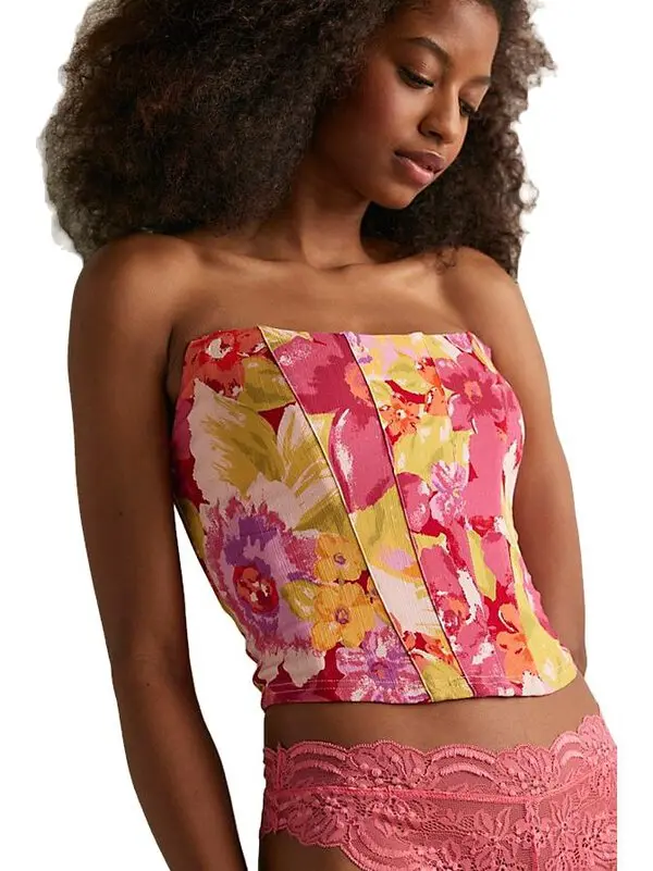 Free People Happy Hour Printed Tube Top - Pink Combo