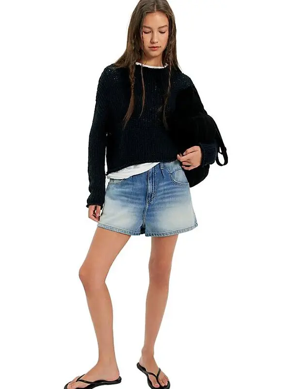 LEEM Flirty High-rise Denim Shorts - Sun Burst
