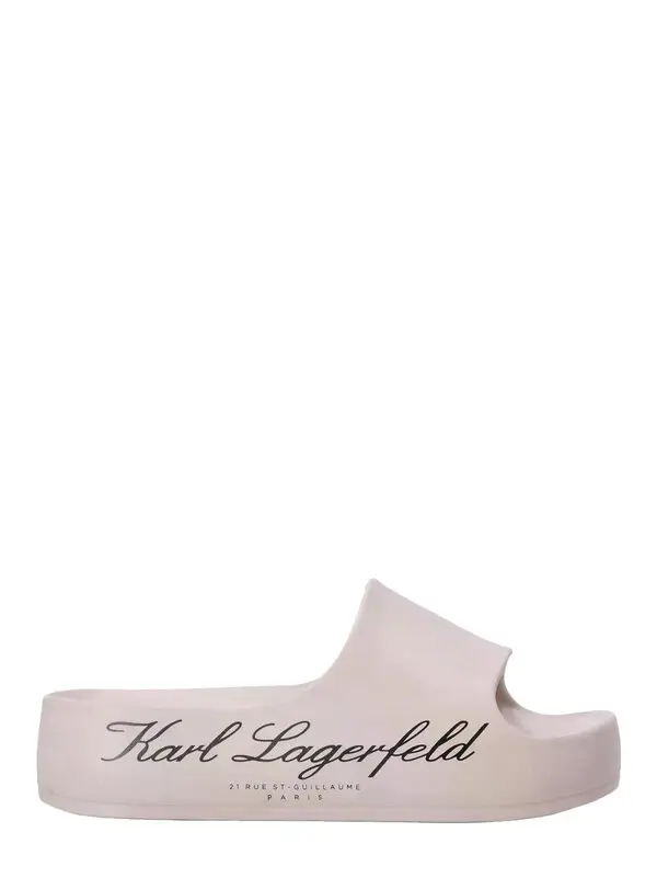 Karl Lagerfeld Logo-print Flat Slides - Neutrals