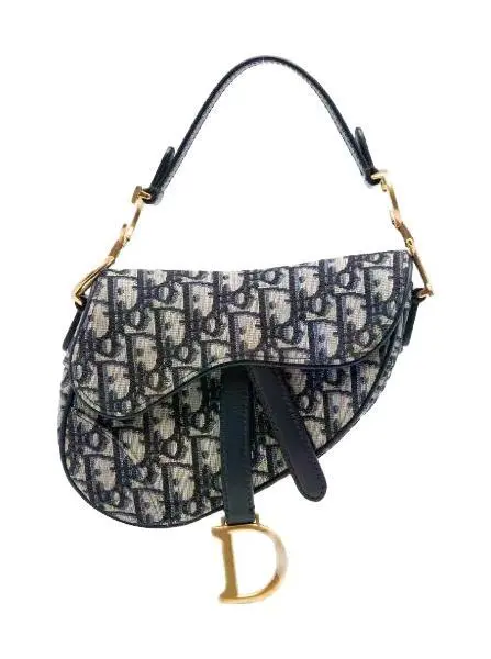 Dior 2021 Mini Oblique Canvas Saddle Bag - Blue