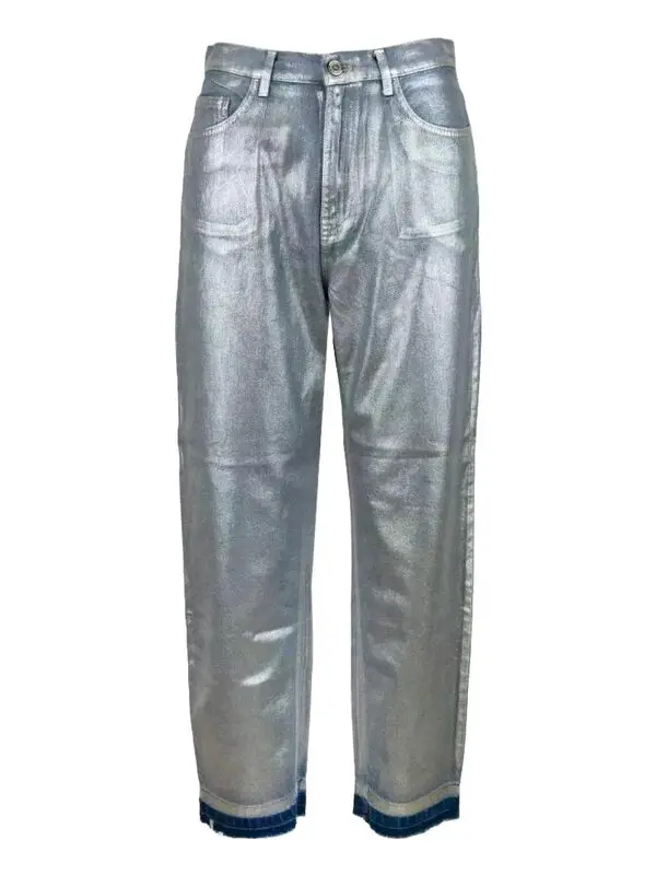 Elisabetta Franchi Metallic-effect Trousers - Silver