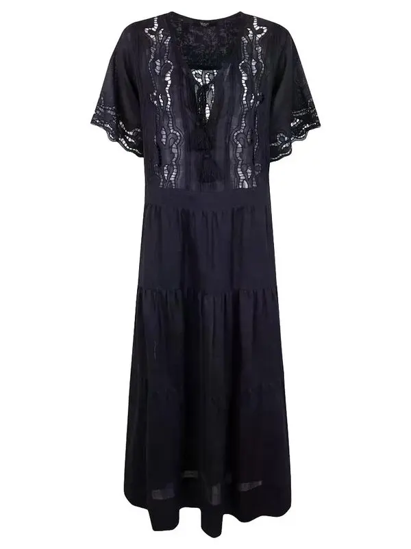 Seventy Tassel Lace Dress - Black