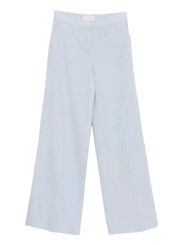 VIA MASINI 80 Pressed Crease Palazzo Trousers - Blue