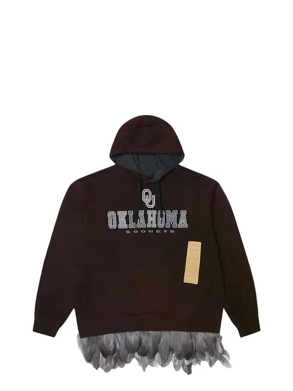 4SDESIGNS Feather Trim Hoodie - Brown