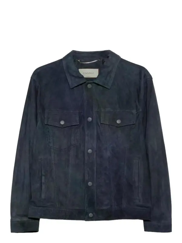 Canali Suede Buttoned Pocket Jacket - Blue