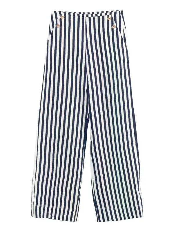 Maje Palais Striped Linen Crêpe Wide-leg Trousers - Blue