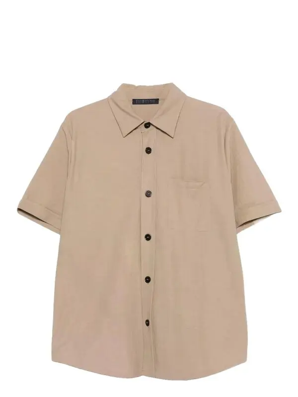 Harris Wharf London Summer Button Short-sleeve Shirt - Neutrals