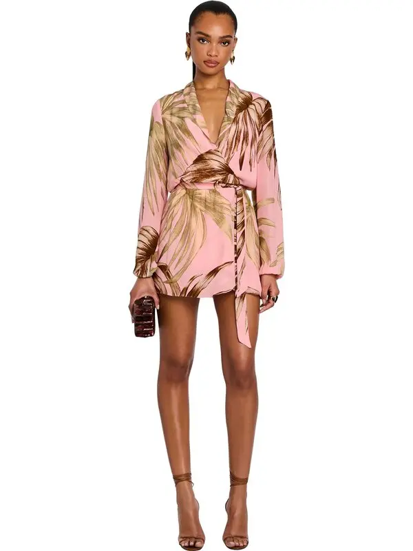 Rococo Sand Fawn Mini Dress With Detachable Belt - Pink