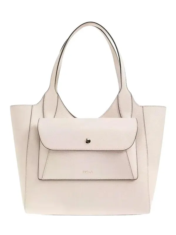 Furla Flap Leather Tote - Neutrals