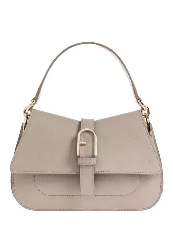 Furla Mini Flow Buckle Leather Tote - Grey