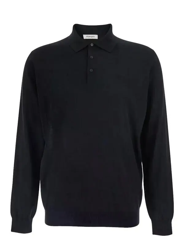 KANGRA Long-sleeved Polo Shirt - Black