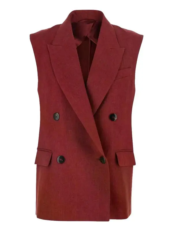 Max Mara Linen Twill Gilet - Red