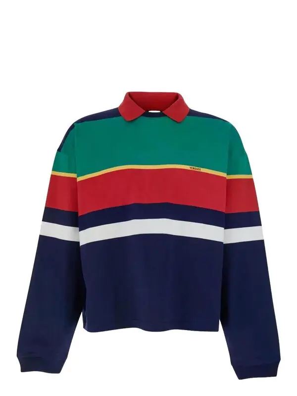Versace Striped Sweatshirt With Logo Detail - Green