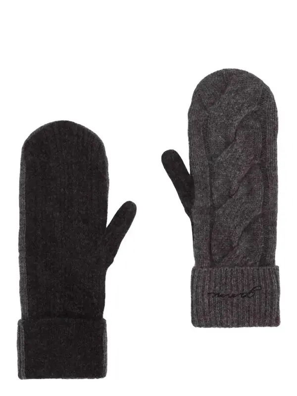 GANNI Cable-knit Mittens - Grey
