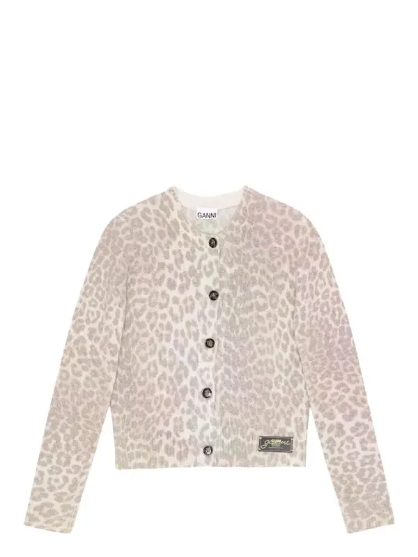 GANNI Leopard-printed Cardigan - Neutrals