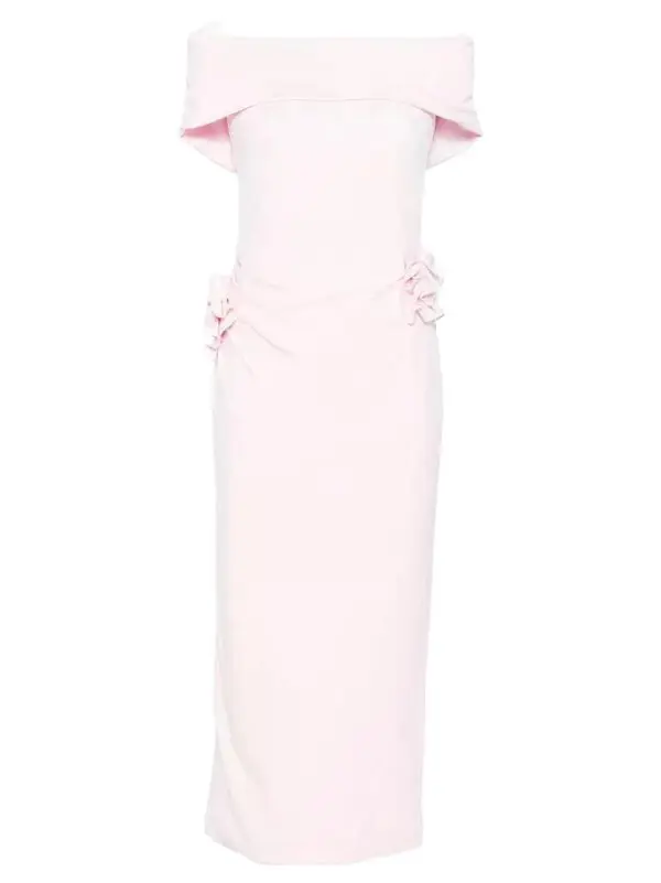 Roland Mouret Off-shoulder Ruffled Midi Dress - Pink