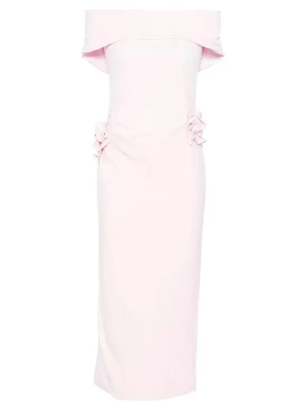 Roland Mouret Off-shoulder Ruffled Midi Dress - Pink