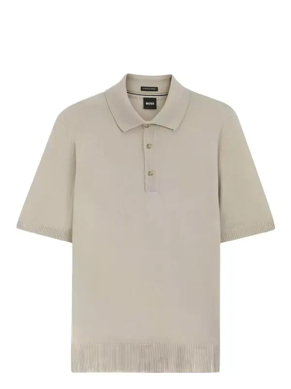 BOSS Knit Polo In Virgin Wool - Neutrals