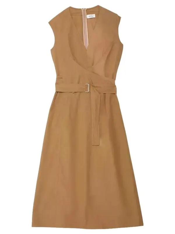 OTTOD'AME Belted Sleeveless Midi Dress - Neutrals