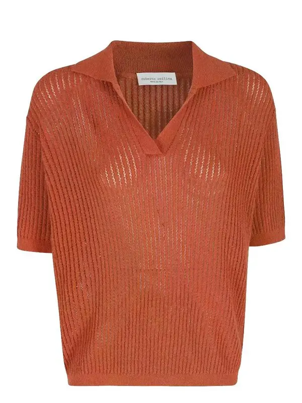 ROBERTO COLLINA Open Stitch Knit T-shirt - Orange