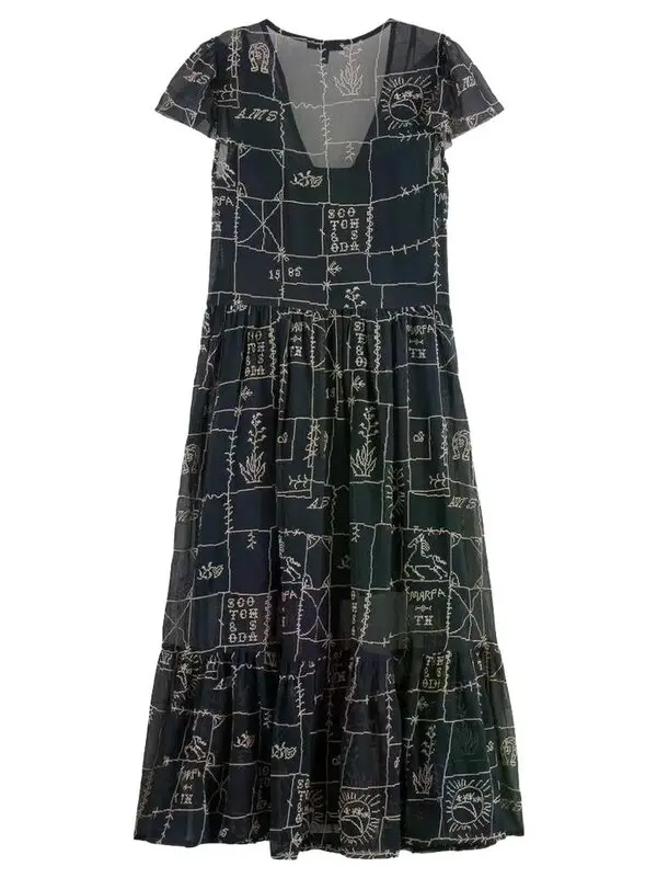 Scotch & Soda Patterned V-neck Midi Dress - Blue