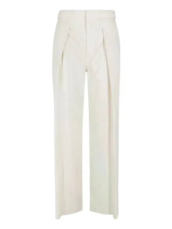 ERMANNO FIRENZE Pinstripe Pleated Trousers - Neutrals