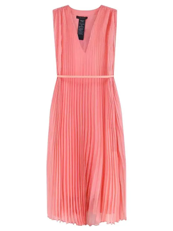 Max Mara Pleated V-neck Dress - Pink