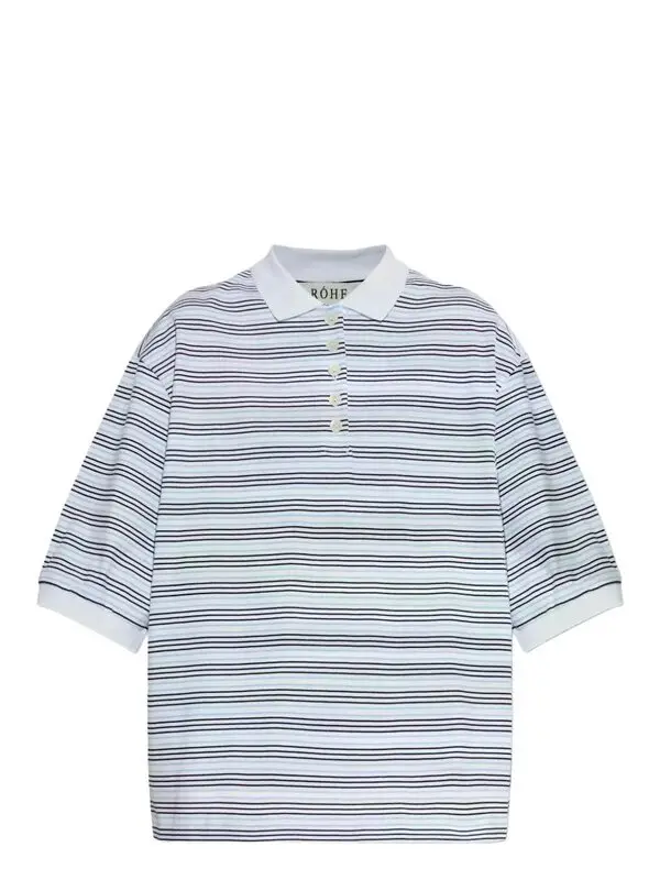 RÓHE Striped-pattern Buttoned Polo Shirt - White