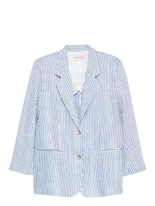 WHITE SAND Striped Jacket With Pockets - Blue
