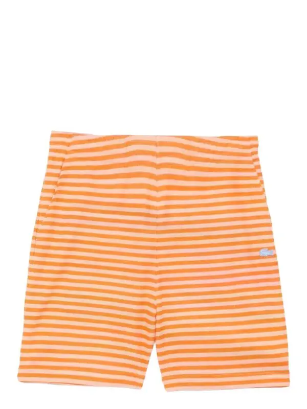 Lacoste Striped Poplin Shorts - Orange