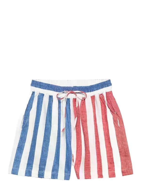 SUSANNA BLU Striped Drawstring Shorts - White
