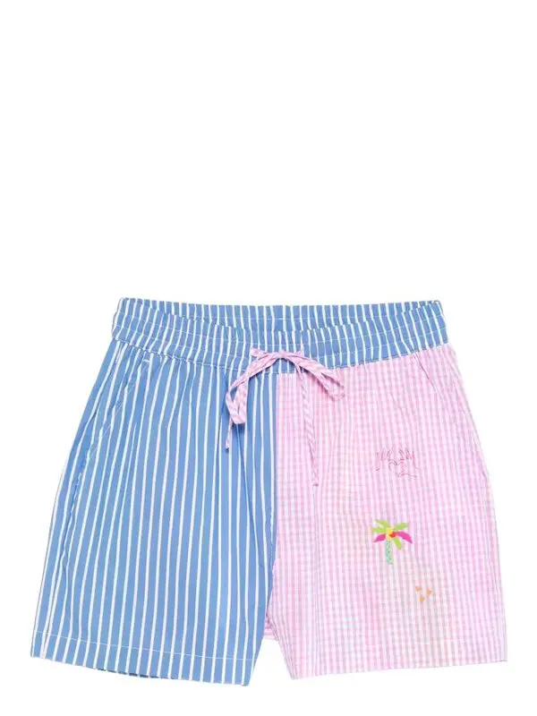 SUSANNA BLU Striped Embroidered Shorts - Blue