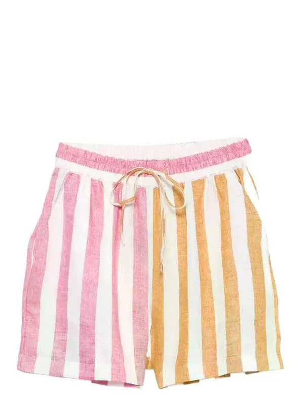 SUSANNA BLU Striped Drawstring Shorts - White