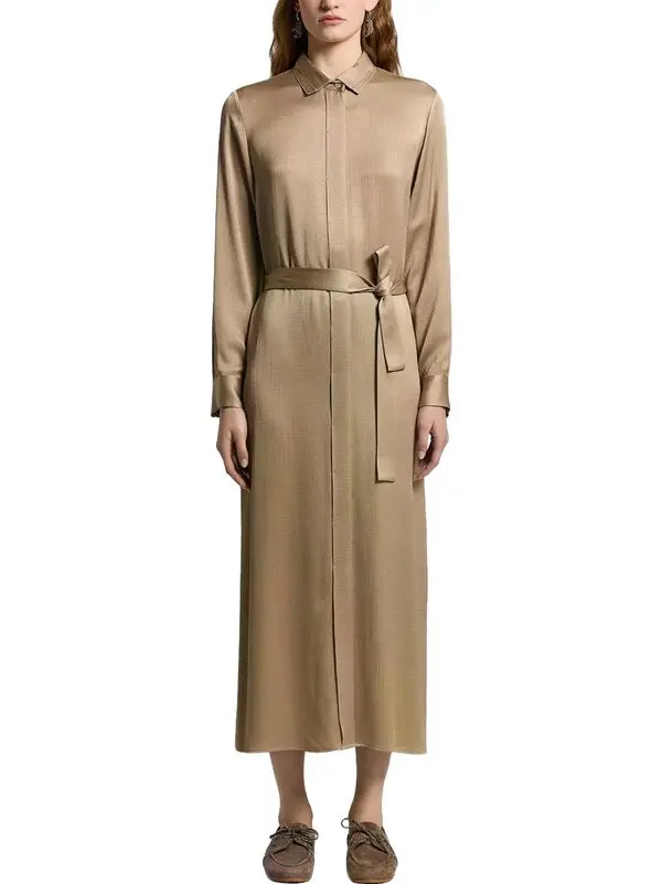Peserico Satin Midi Shirt Dress - Neutrals