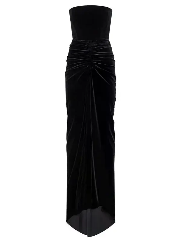 Alex Perry Strapless Gathered-detail Maxi Dress - Black