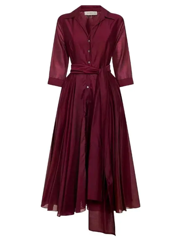 BLANCA VITA Belted Shirt Dress - Red