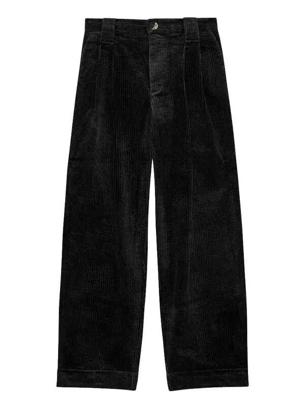 GANNI Pleated Corduroy Trousers - Black