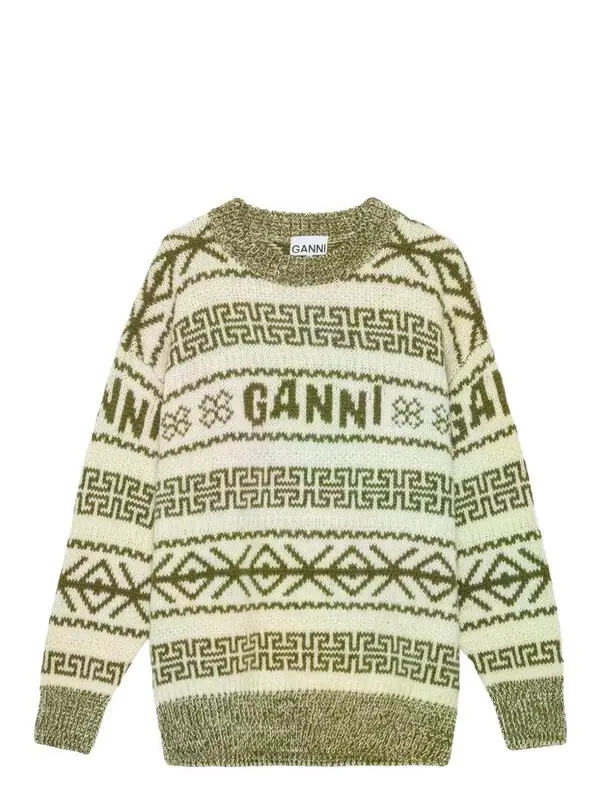 GANNI Patterned Knit Sweater - Neutrals