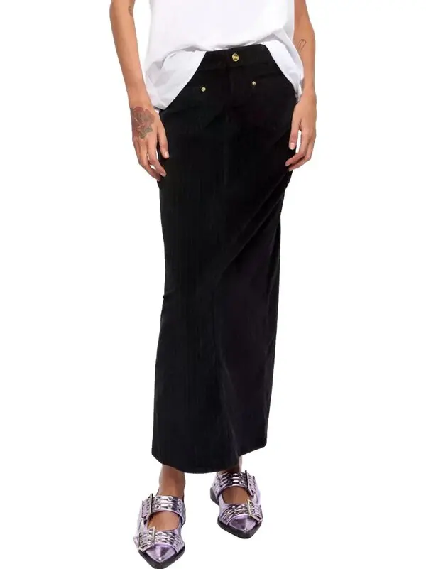 GANNI Corduroy Maxi Skirt - Black